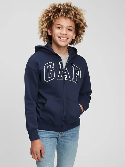 GAP boys Logo Hoodie Zip Sweatshirt, Blue Galaxy, Medium US