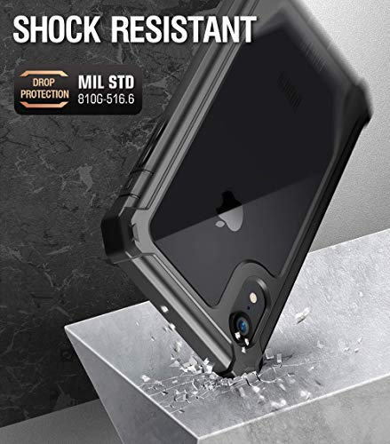 Poetic iPhone XR Case, Guardian [Scratch Resistant Back] Full-Body Rugged Clear Hybrid Bumper Case with Built-in-Screen Protector for Apple iPhone XR 6.1" LCD Display Black