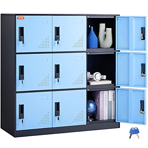 VEVOR 9 Doors Storage Cabinet, Black-Blue