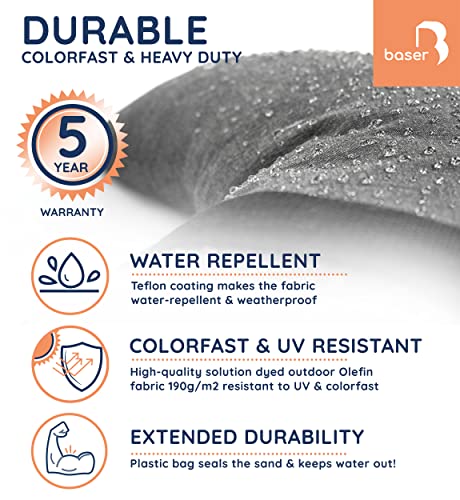 Baser Fillable Straight Sandbags, 4 x 55 LBS fillable Weight Bags for Patio Umbrellas, Cantilevers and Garden Accessories
