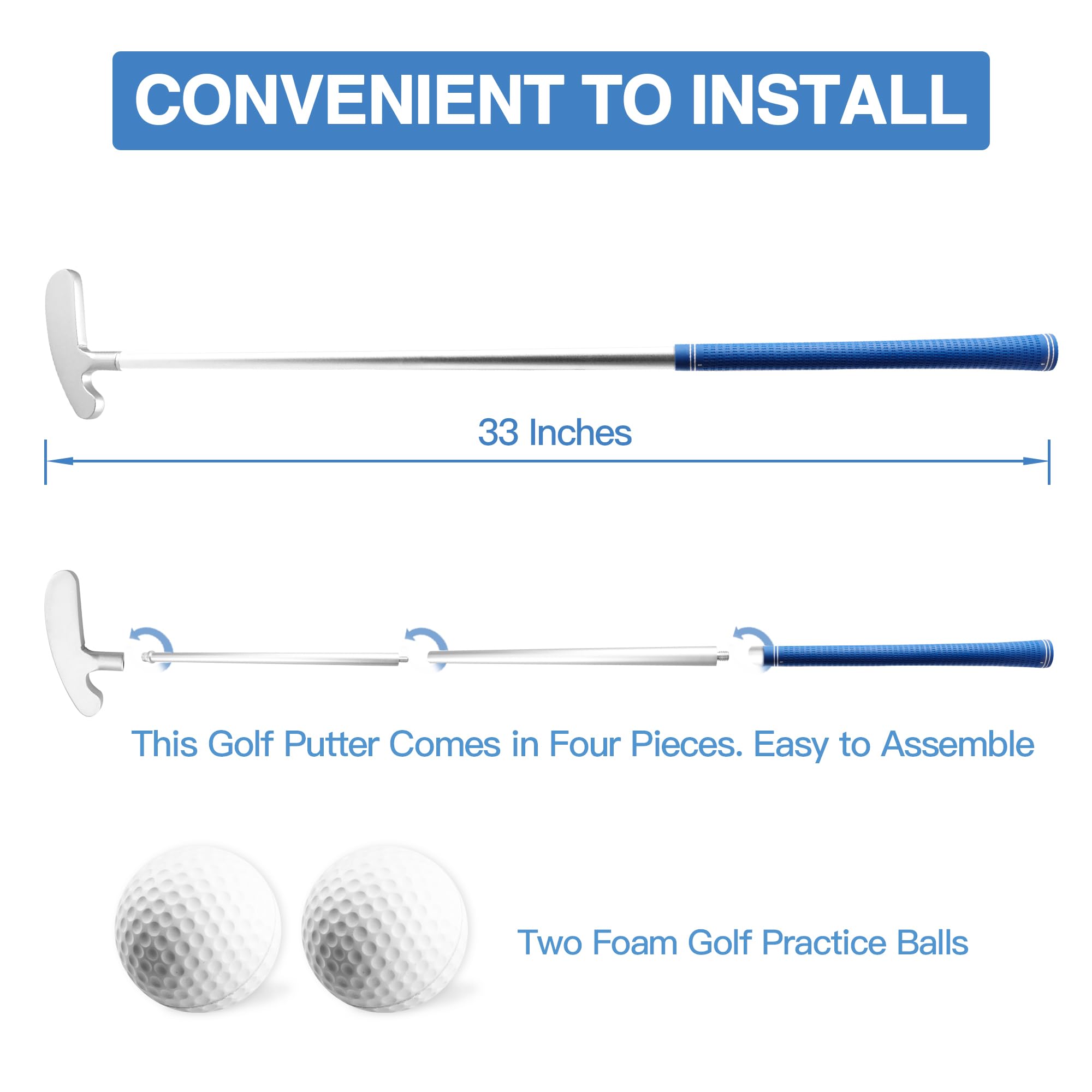 Asyxstar Upgraded Golf Putter, Golf Gifts for Him Her - 33" Two Ways Mini Golf Putters for Men Women Kids Right/Left Handed Golfers, Golf Clubs Set with 2 Golf Foam Practice Balls