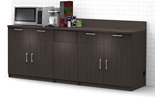 BREAKtime Buffet Sideboard Kitchen Break Room Lunch Coffee Kitchenette Model 8007 3 pc Espresso β Factory Assembled (Furniture Items Purchase ONLY)