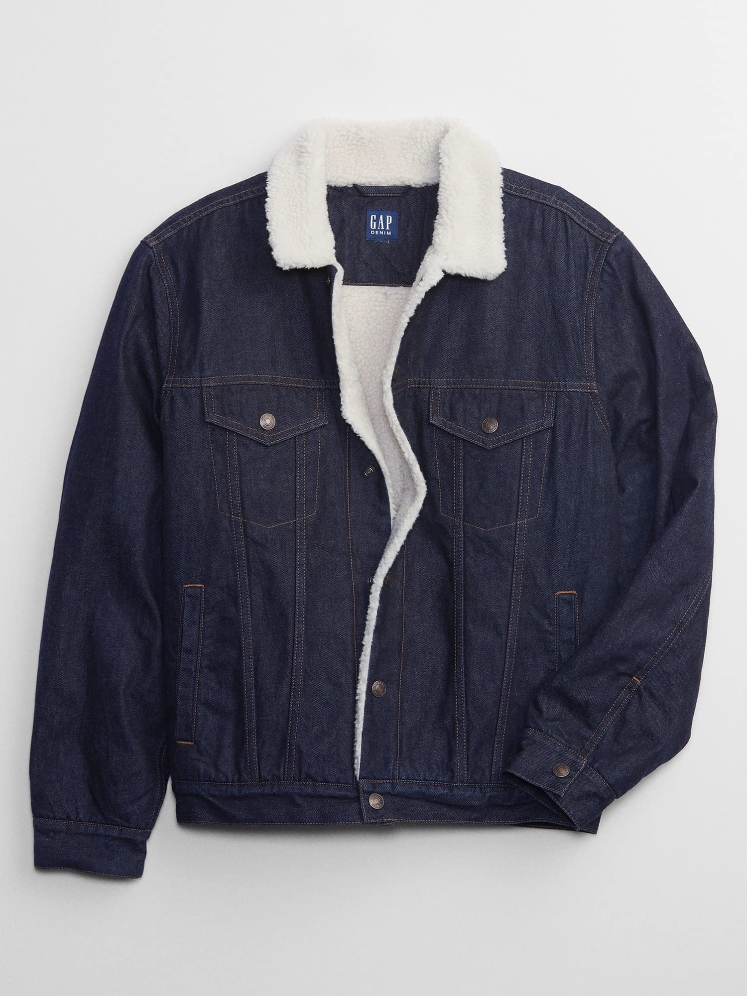 GAP mens Icon Sherpa Denim Jacket, Rinsed, Large US