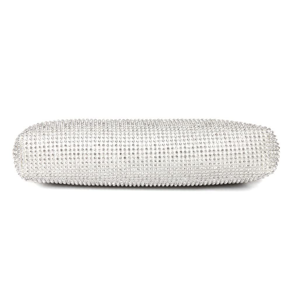 Mogor Women's Rhinestone Retro Crystal Clutch Bling Glitter Wedding Party Bridal Handbag Elegant Formal Evening Bag(Silver)