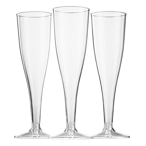 Munfix 50 Plastic Champagne Flutes 5 Oz Clear Plastic Toasting Glasses Disposable Wedding Party Cocktail Cups