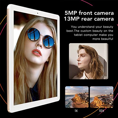 Akozon 10.1 Inch Tablet Gold 6GB RAM 128GB ROM Octa Core 2.5Ghz CPU 13MP Camera 8800mAh HD Tablet for Home Office 100240V US Plug Tablets (US Plug 100β240V)
