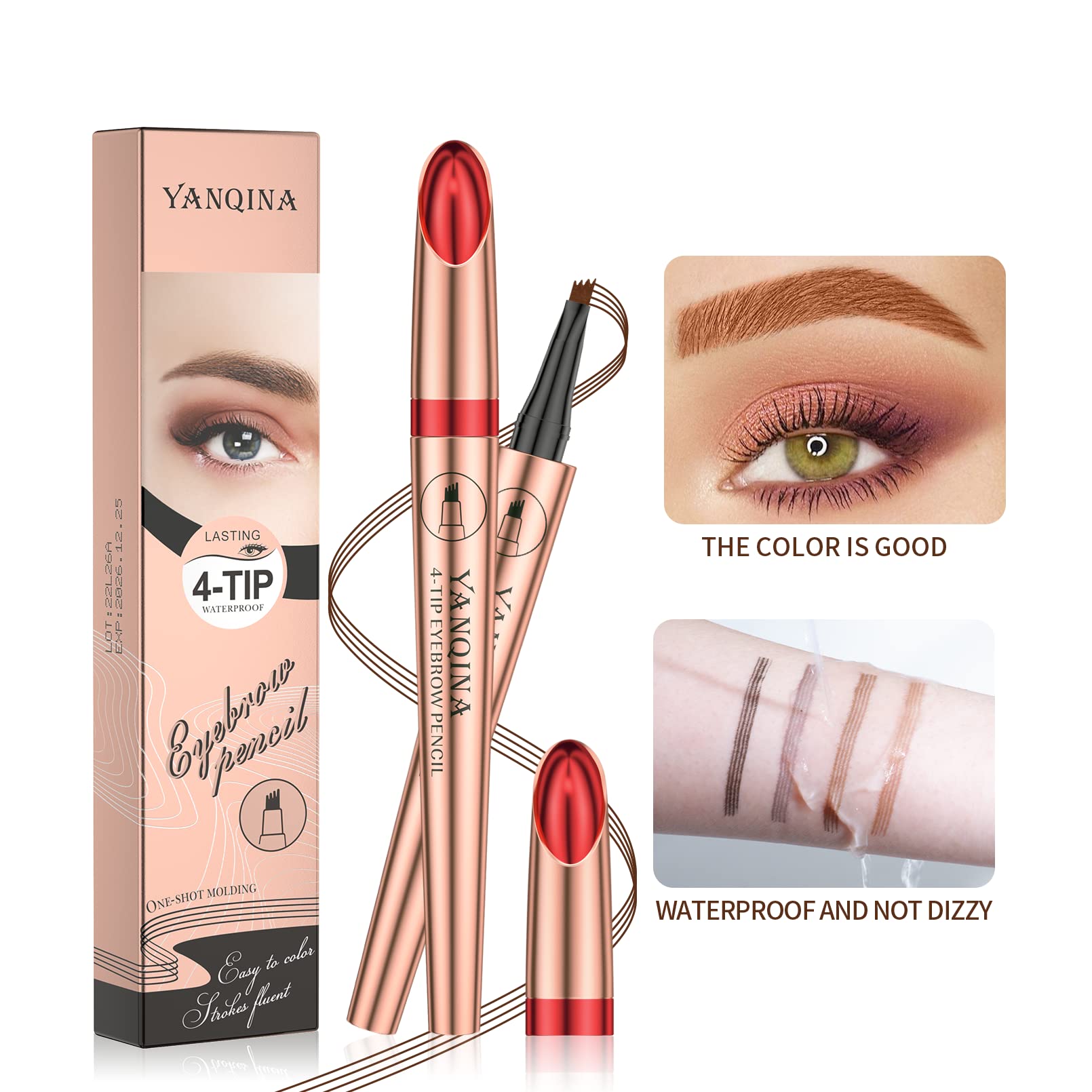 Anifer Liquid Microblading Smoke Gray Eyebrow Pencil. - Waterproof, Long-Lasting, Natural, 4-Point Fork-Tip Eyebrow Pen(Smoke Gray 3#)