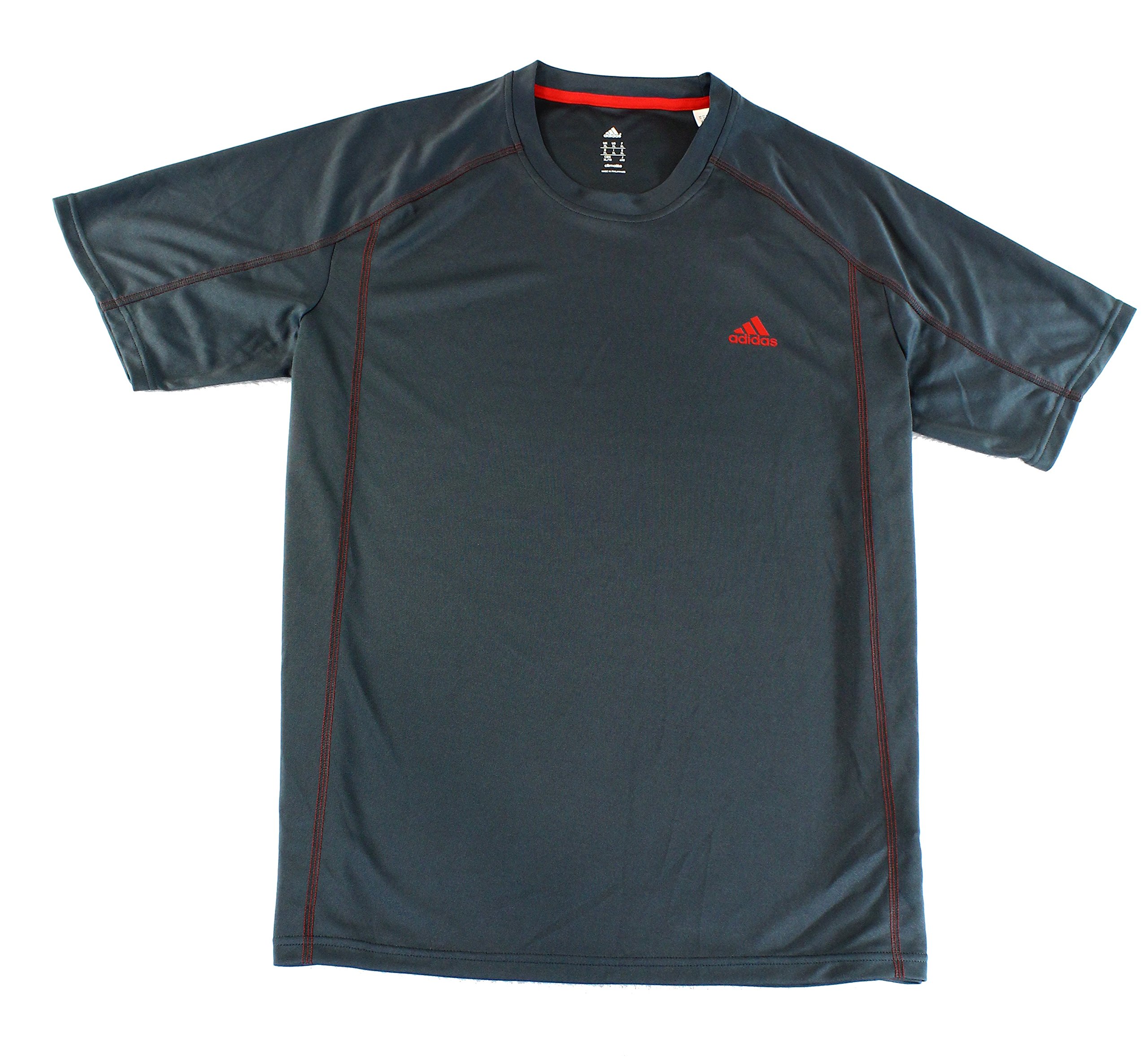 adidas Red Mens Climalite Athletic Performance T-Shirt (Grey/Scarlett, X-Large) (X-Large)