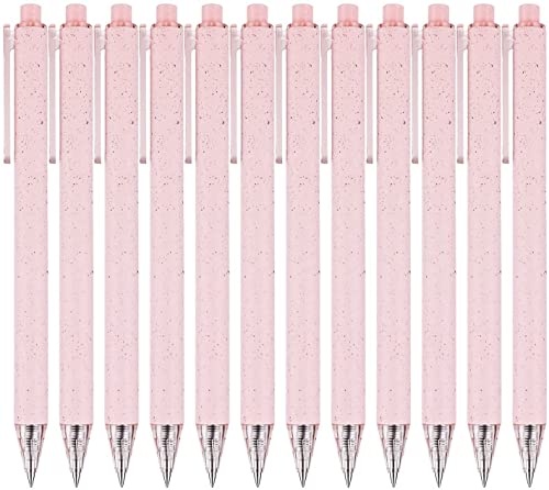 RIANCY 12 PCS Retractable Gel Pens Set with Black Ink - Best Pens for Smooth Writing & Comfortable Grip - Cute Pink Pens for Journaling - Great for School, Office, or Personal Use