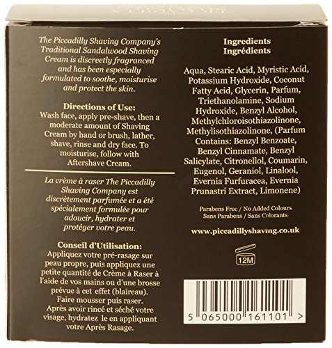 Piccadilly, Sandalwood Shaving Cream, 180 Gram