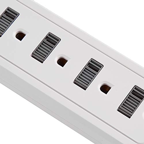 Amazon Basics 6-Outlet Surge Protector Power Strip, 2 USB Ports, 2 Ft Cord - 500 Joule, White, 2-Pack