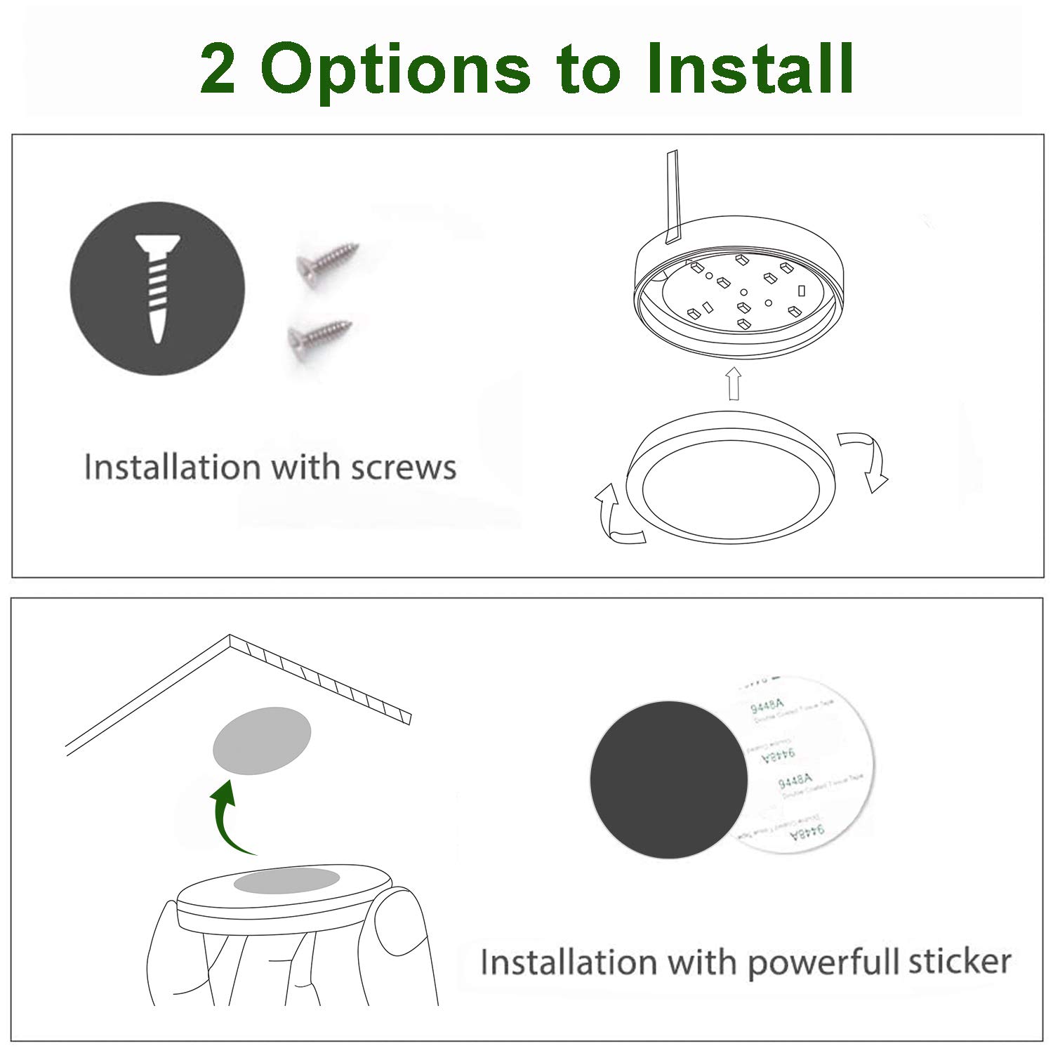 AIBOO Under Cabinet LED Black Cover Puck Lighting Kit with Touch Dimmer Switch for Kitchen Cupboard Closet Lighting (6 Lights,Warm White)