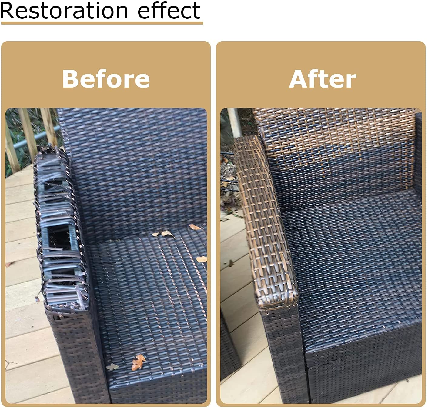 FAMMOM Wicker Repair Material, Flat Synthetic Rattan Weaving Material Plastic Rattan for Knit and Repair Chair Table,Storage Basket,Ect (Coffee Gradient A)