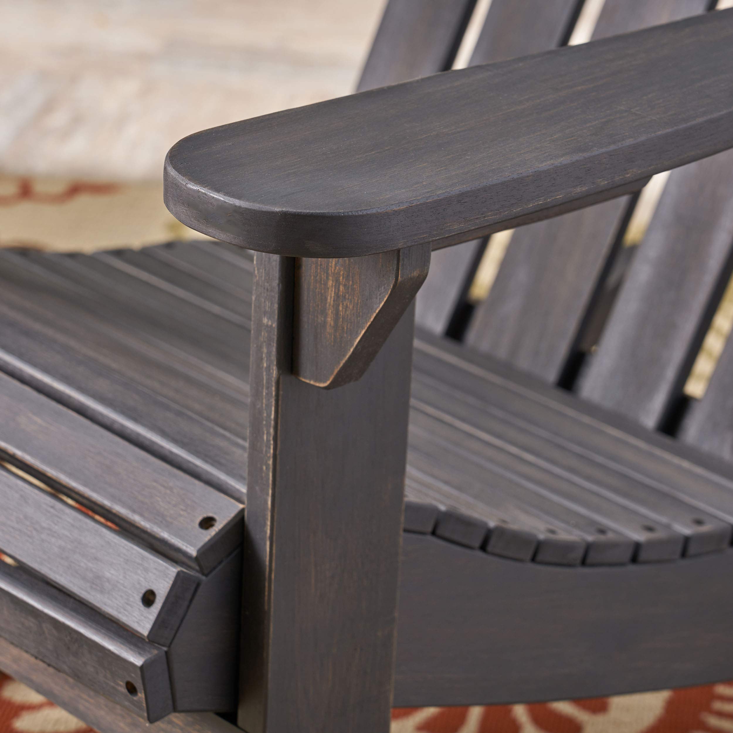 Christopher Knight Home Cara Outdoor Adirondack Acacia Wood Rocking Chair, Dark Gray Finish
