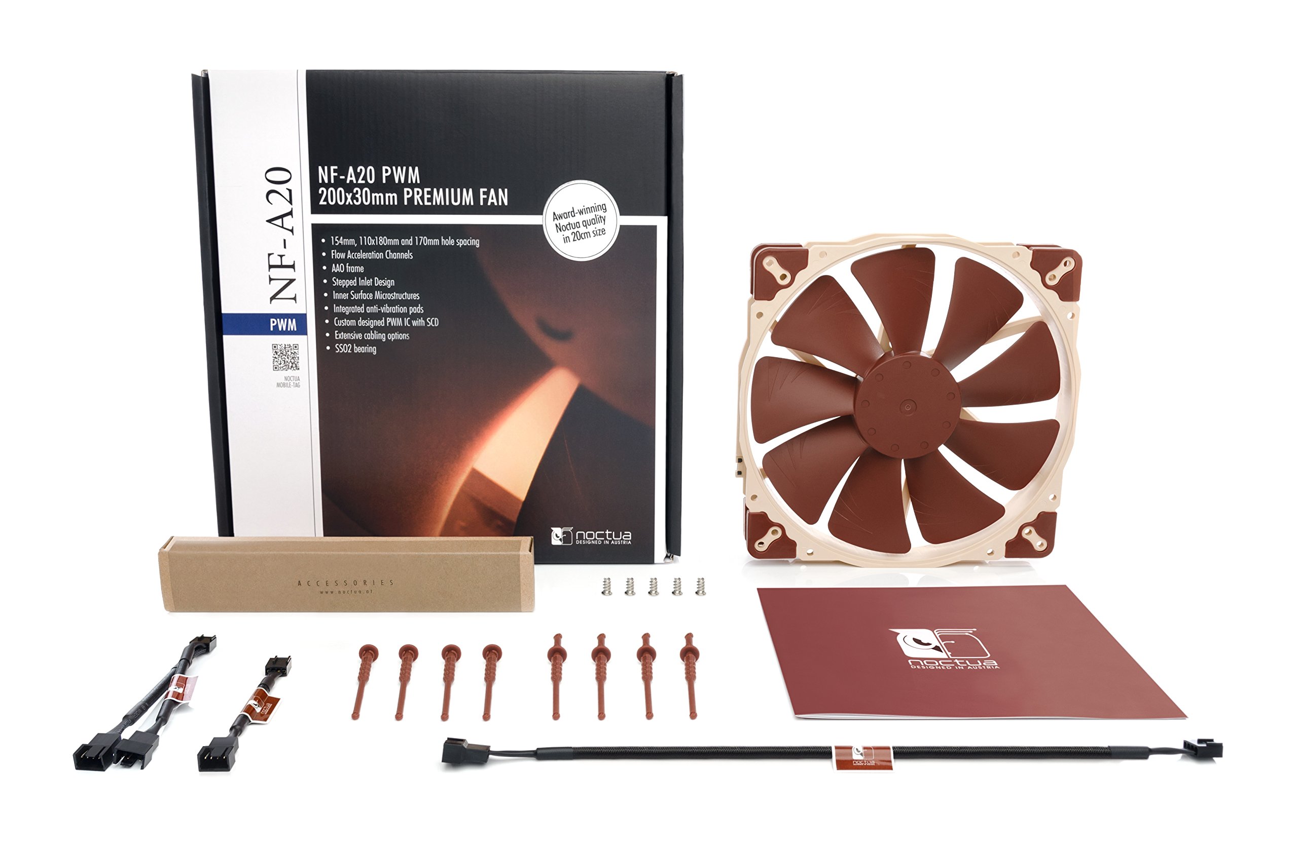 Noctua NF-A20 PWM, Premium Quiet Fan, 4-Pin (200x30mm, Brown)