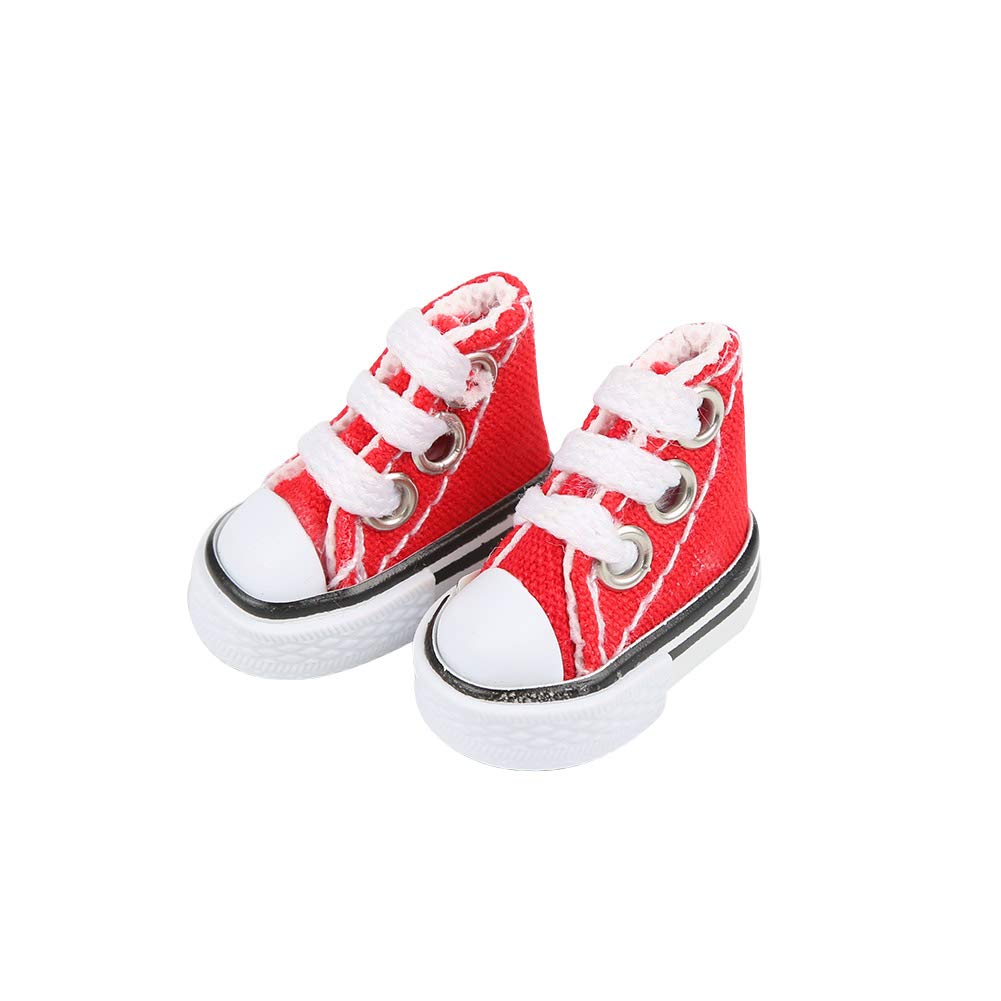 DIY-SCIENCE Mini Fingerboard Shoes, Mini Skateboard Finger Shoes for Finger Breakdance, Fingerboard, Doll Shoes, Used As Making Shoe Keychains and Tiny Sneakers (Red)