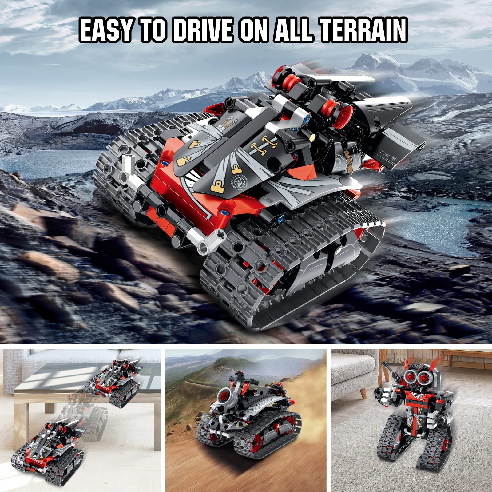 VINTOP Remote Control Robot Building Kit for Boys 6-12, 3-in-1 STEM Remote & APP Controlled Coding Gear Robot/Tank/RC Car, 419 Pcs Science Learning Educational Building Blocks Toy Set Gift for Kids