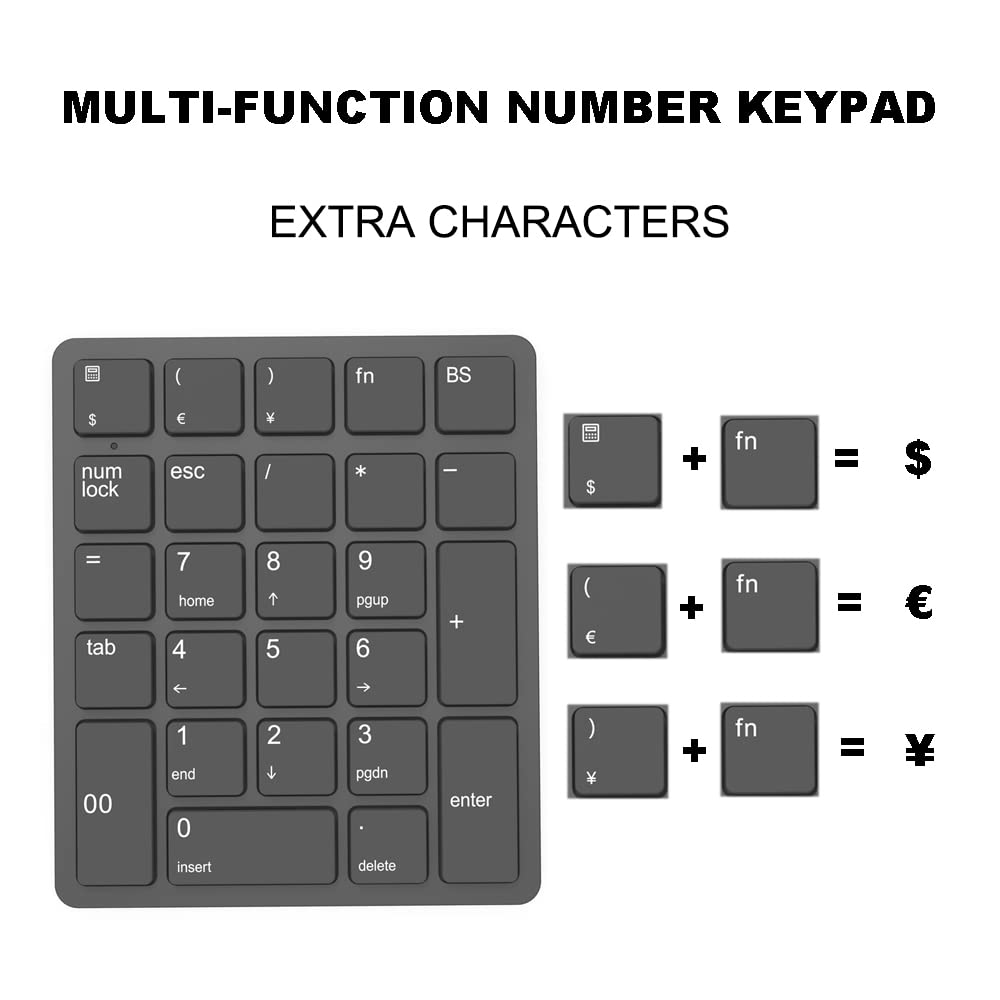 Astargo Stratosphere Wired Number Pad for Laptop - Slim USB Numeric Keypad with 3.9ft Cable, Plug and Play 26 Keys - Keyboard Numpad Compatible with Windows PC - Perfect Add On 10 Key USB Keypad