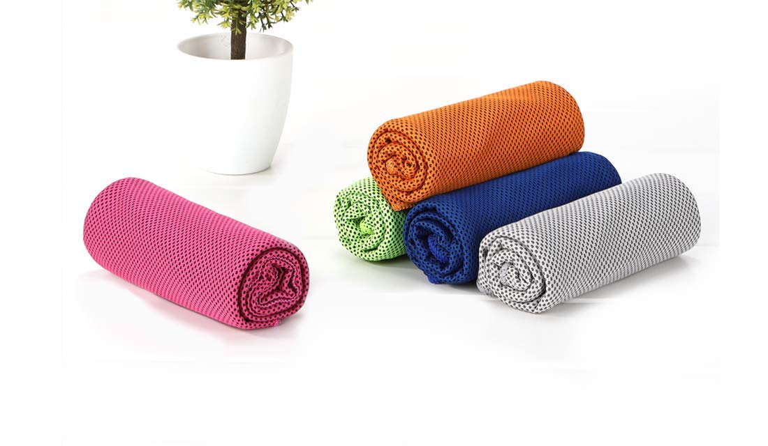 AINAAN Cooling Towel, Microfiber Quick Cooling for Yoga Sport Running Gym Camping Fitness with Handle Bottle(Green)