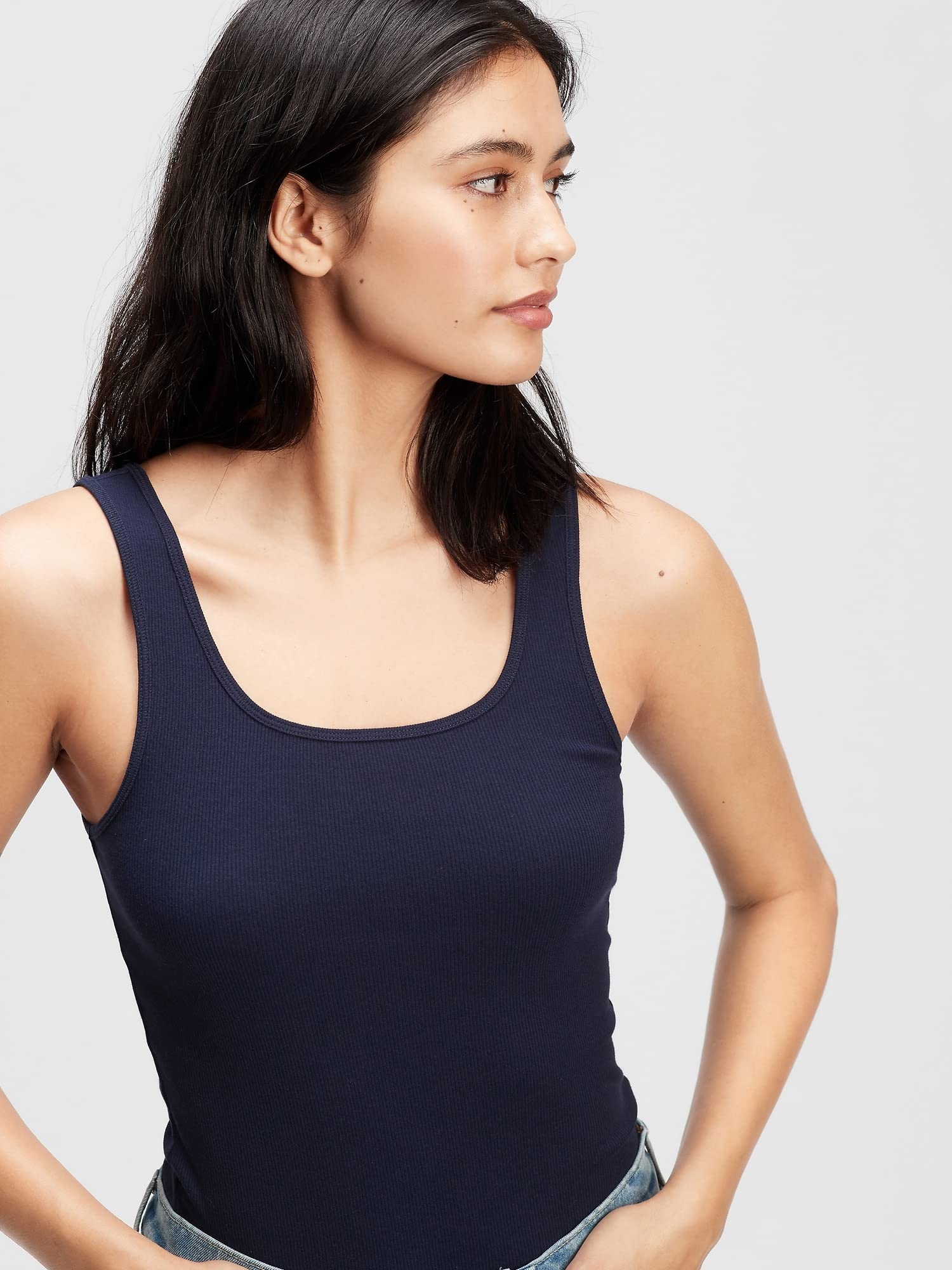 GAP Womens Ribbed Tank Top Cami, Navy Uniform, Small US