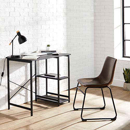 Amazon Basics Classic Home Office Computer Desk with Shelves, 29.5 x 19.6 x 35.5 Inches, Black