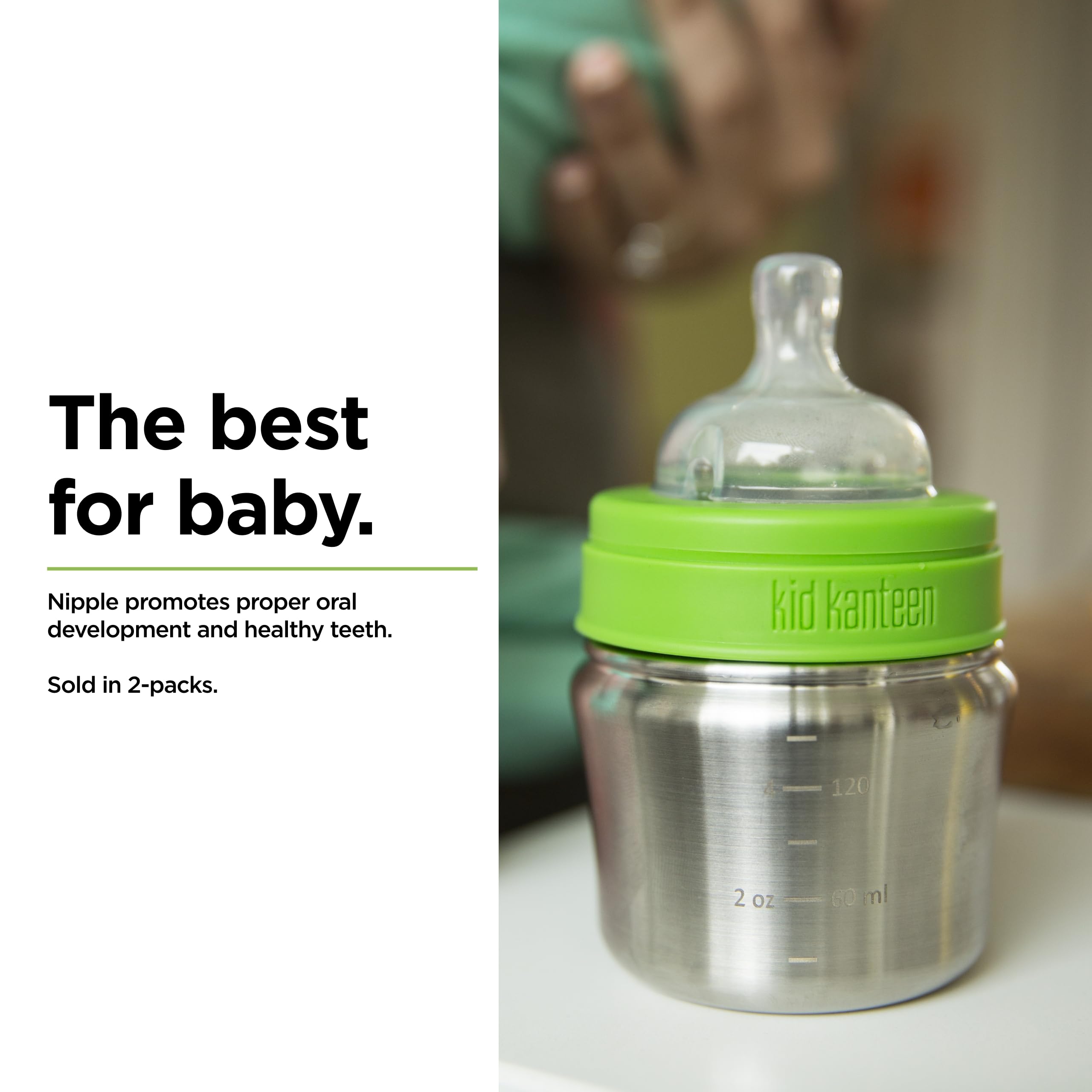 Klean Kid Kanteen Medium Flow Silicone Nipple-Pack of 2, Clear