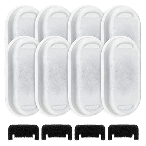 Ciays Cat Water Fountain Replacement Filters & Replacement Pre-Filter Sponges for 65oz/1.8L Automatic Pet Fountain Cat & Dog Water Dispenser, White (CIPS65OZ)