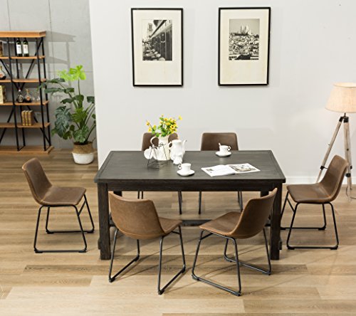 Roundhill Furniture 7 Piece Lotusville Wood Dining Table With Chairs Set, Vintage Brown