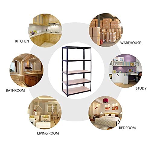 Metal Storage Shelves with Bolt-Less Design Freestanding Storage Shelves Height and Layout Adjustable for Workshop Bookshelf Shed Office Heavy Duty Racking Shelves(180CM)