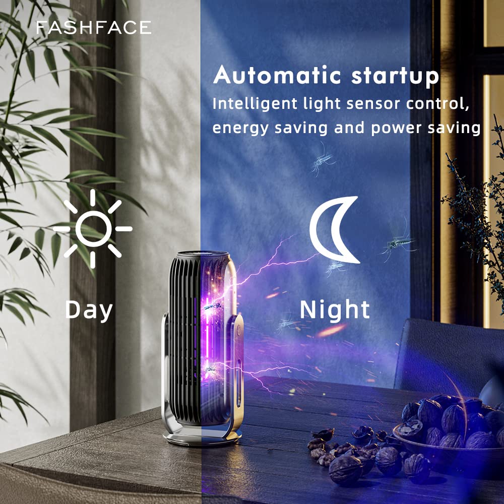 Modern Bug Zapper/Mosquito Trap for Indoor Patio,Dual Functional Electric Mosquito Killer,2000V,Silent Fan,365nm UV Light,Light Sensor,Auto On/Off,Kill Moths/Gnats/Flies,for Luxury Home Villa Yard