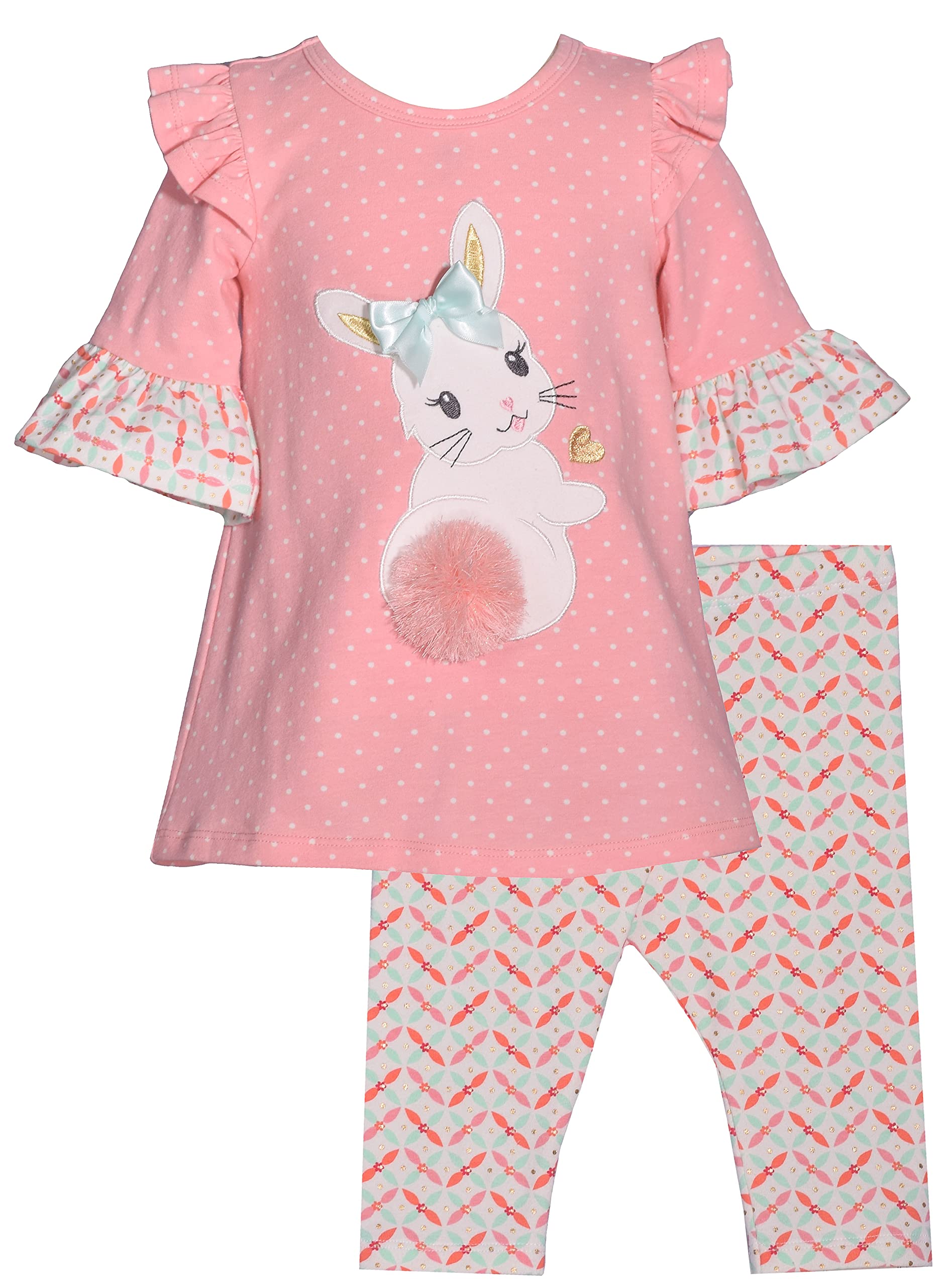 Bonnie Jean Newborn Infant Toddler Little Girls Easter Bunny Holiday pink two piece outfit set