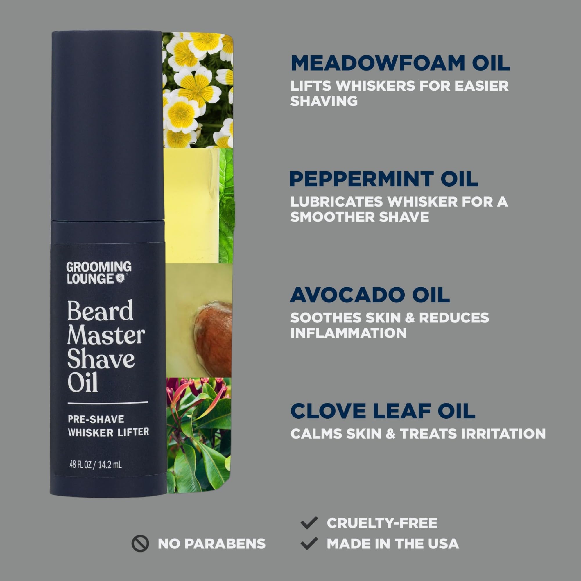Grooming Lounge Beard Master Shave Oil - Eliminates Razor Drag and Burn - No Clogged Pores or Residue - Can be Used Solo or With a Cream - Translucent Solution - No Parabens - Cruelty Free - .5 oz