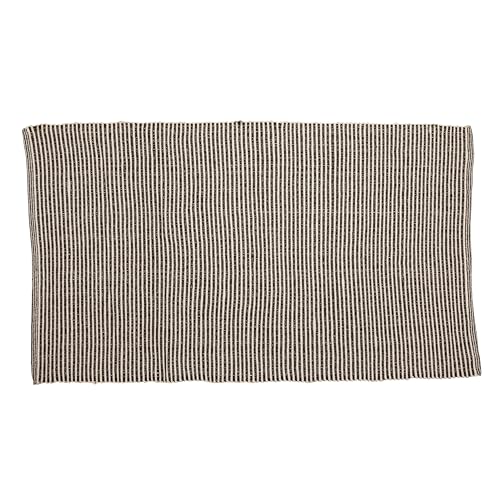 Creative Co-Op 3' x 5' Black & White Cotton Striped Dhurrie Rug