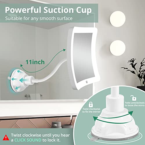 Fabuday Flexible Gooseneck 20X Lighted Magnifying Mirror, Upgraded Lighted Makeup Mirror with Magnification, LED Magnified Mirror for Bathroom, Portable Travel Mirror, Square