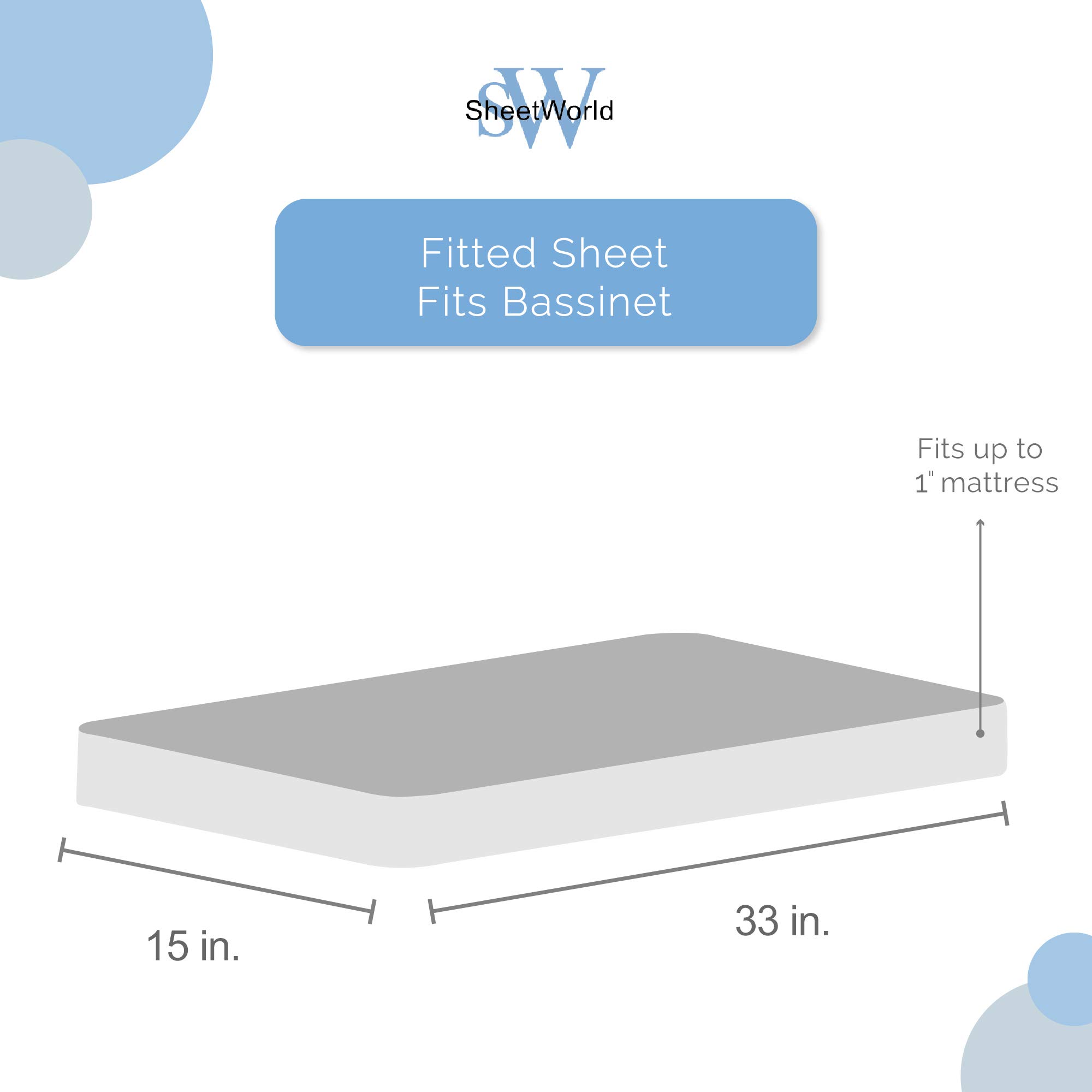 SheetWorld Fitted 100% Cotton Jersey Bassinet Sheet 15 x 33, Organic Ivory, Made in USA