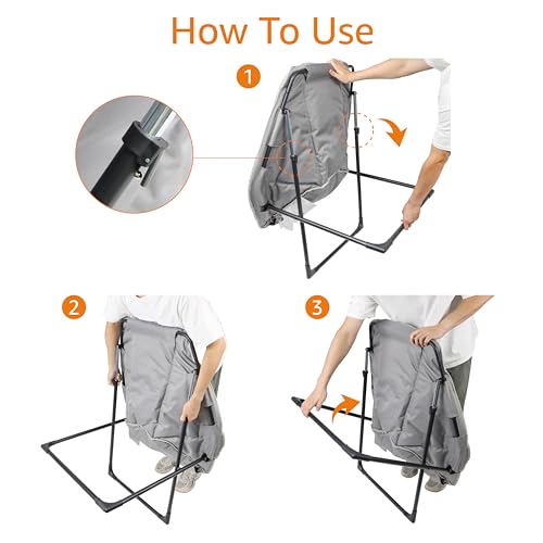Amazon Basics Hexagon Shaped Chair with Foldable Metal Frame, Grey, 33.5"D x 31.5"W x 34.3"H
