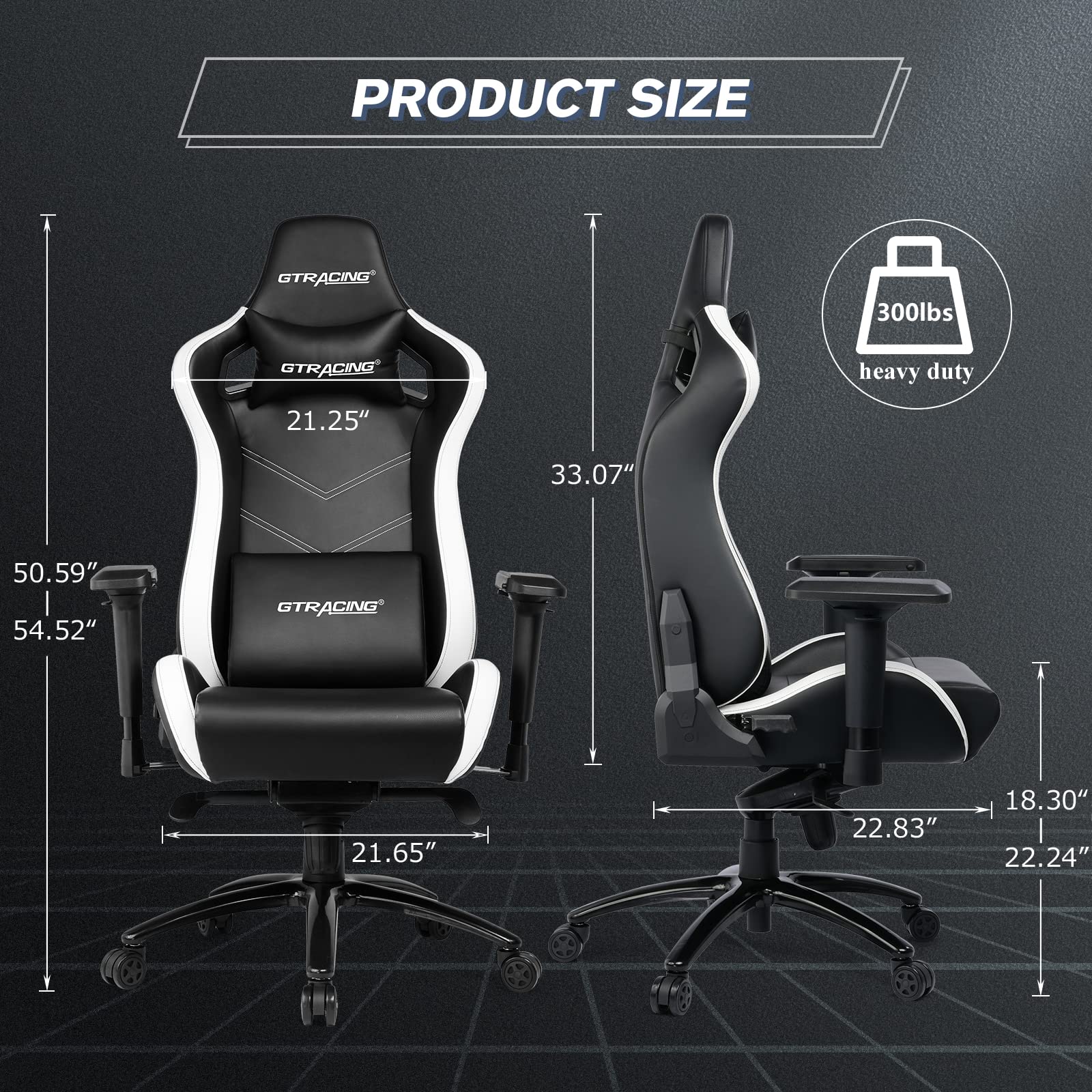 GTRACING Gaming Chair, Big and Tall Computer Chair with 4D Adjustable Armrests, Height Adjustable Recliner with Ergonomic Head Pillow and Lumbar Support for Gaming or Working (White)