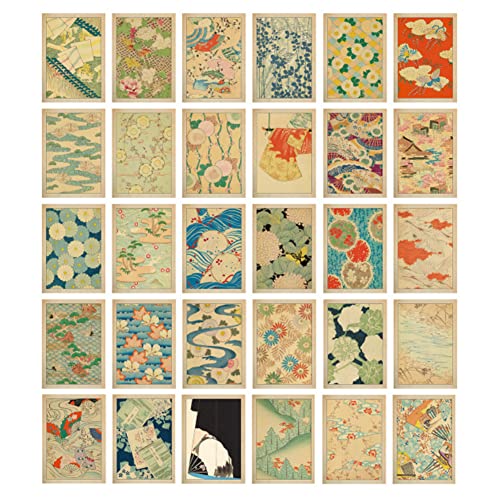 Vintage Art Postcards set of 30 Post card of Japanese Artist Korin Furuya Art Sea variety pack Famous Painting Scenery,4 x 6 Inches