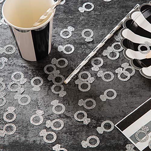 MOWO Silver Diamond Ring Paper Confetti Table Decor and Event Decor, Silver Glitter, 200 Count
