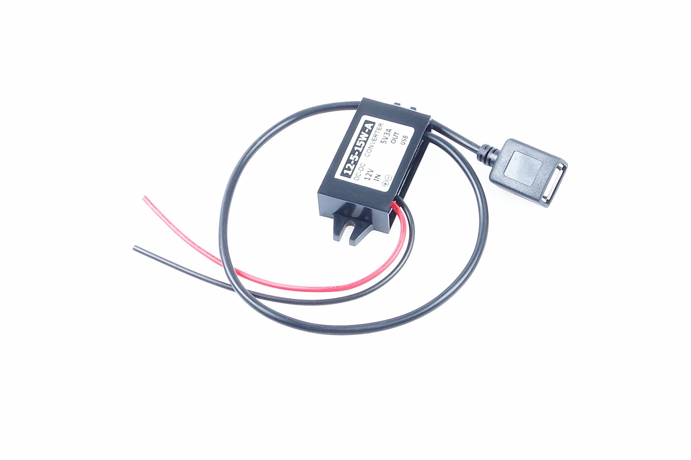 KNACRO DC-DC 12V to 5V 3A Step-Down Power Supply Module Car Power Converter Module A Type USB Female Output Port Over-Temperature Over-Current Short Circuit Protection
