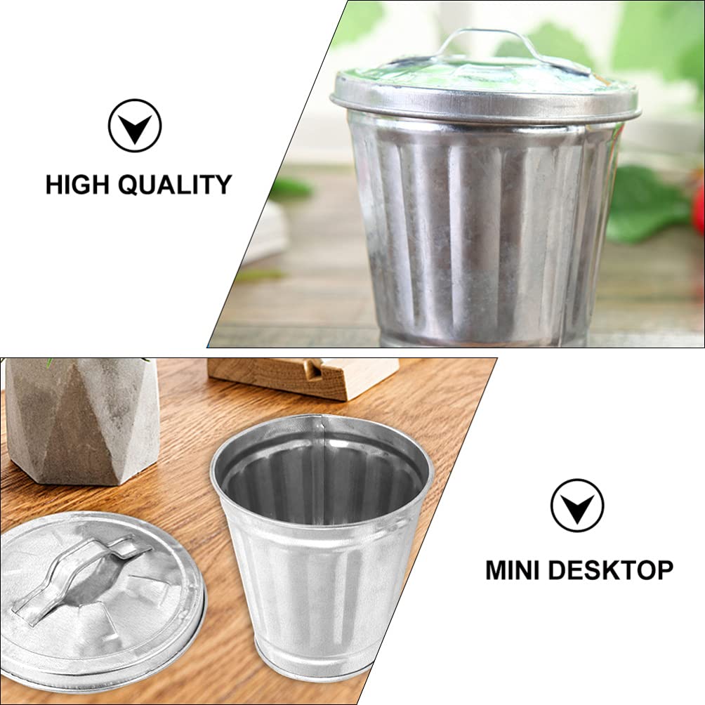 NUOBESTY Desktop Mini Desktop Wastebasket Garbage Bin Waste Paper Basket Trash Can Mini Wastebasket Trash Can Garbage Holder Flower Garbage Container bin Pot Mini Metal Flowerpot ( 1pc )