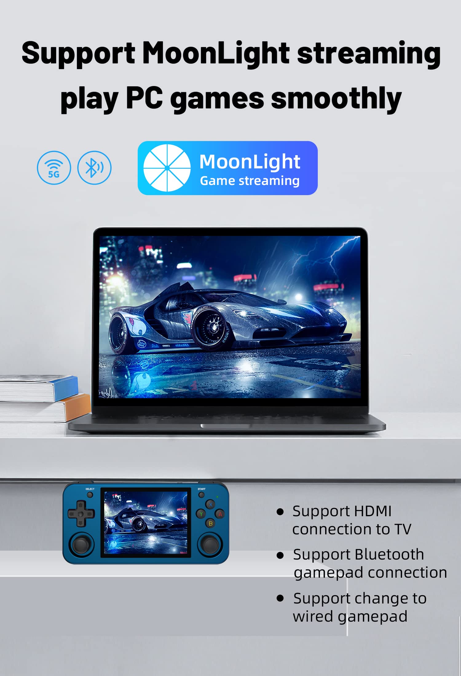 ANBERNIC RG353M Handheld Game Console , Aluminum Alloy CNC Process Dual OS Android 11 + Linux System Support 5G WiFi 4.2 Bluetooth Built-in 64G SD Card 4452 Games