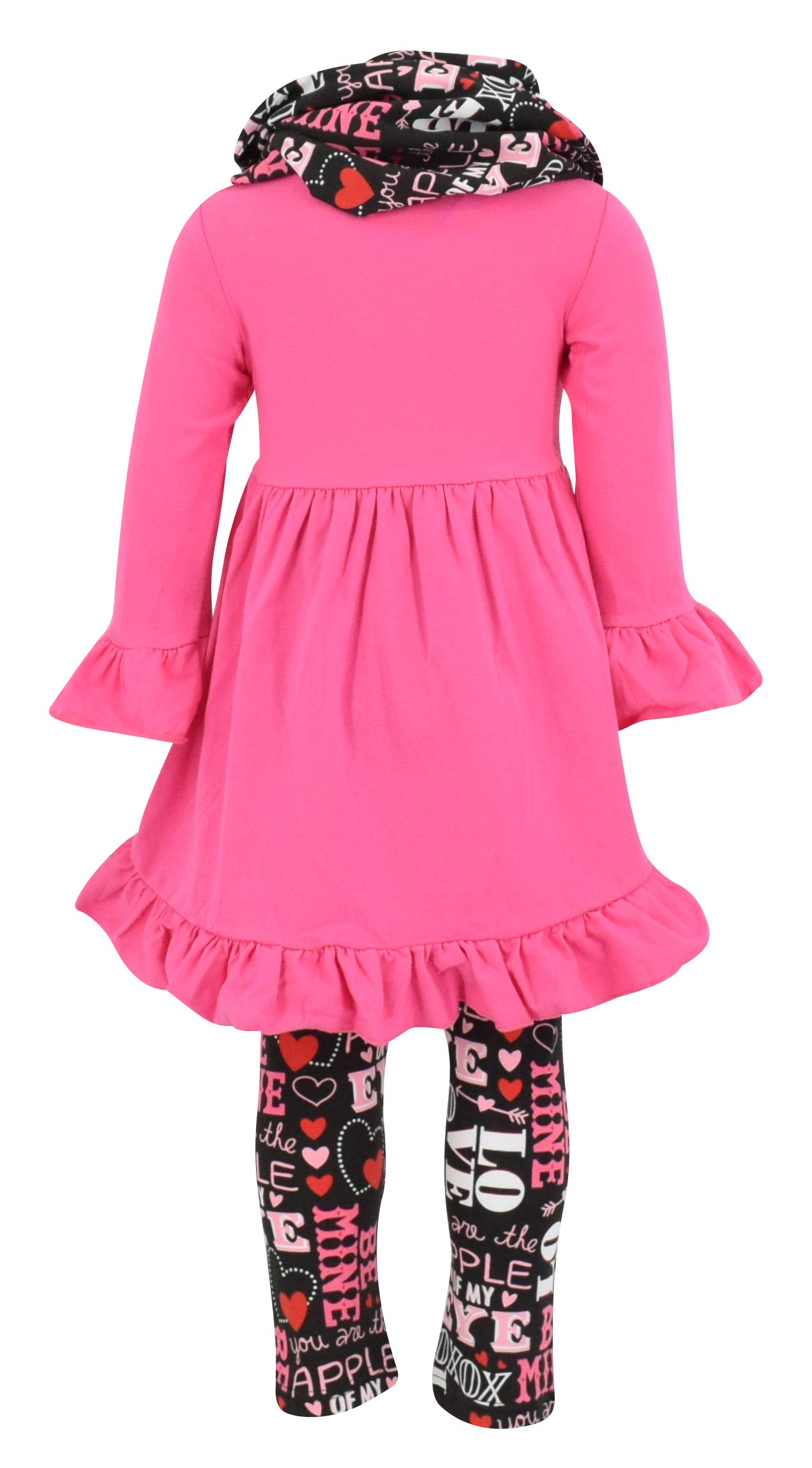 Unique Baby Girls Valentines Day Toddler Outfit Ruffle Top Legging Set (7 Years, Pink)