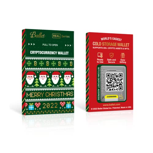 Ballet Real Bitcoin 2022 Merry Christmas (5 Pack) - The Easiest Crypto Cold Storage Card - Cryptocurrency Hardware Wallet, Managing Your Crypto Assets, NFTS, Coins