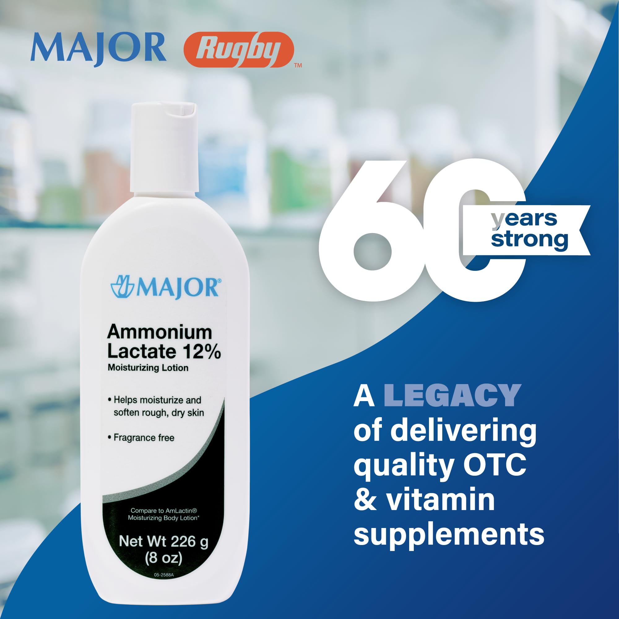 Major Ammonium Lactate 12% Moisturizing Lotion - Lactic Acid Lotion - Helps Moisturize and Soften Rough, Dry Skin - Daily Body Lotion - Fragrance-Free - 8 Oz