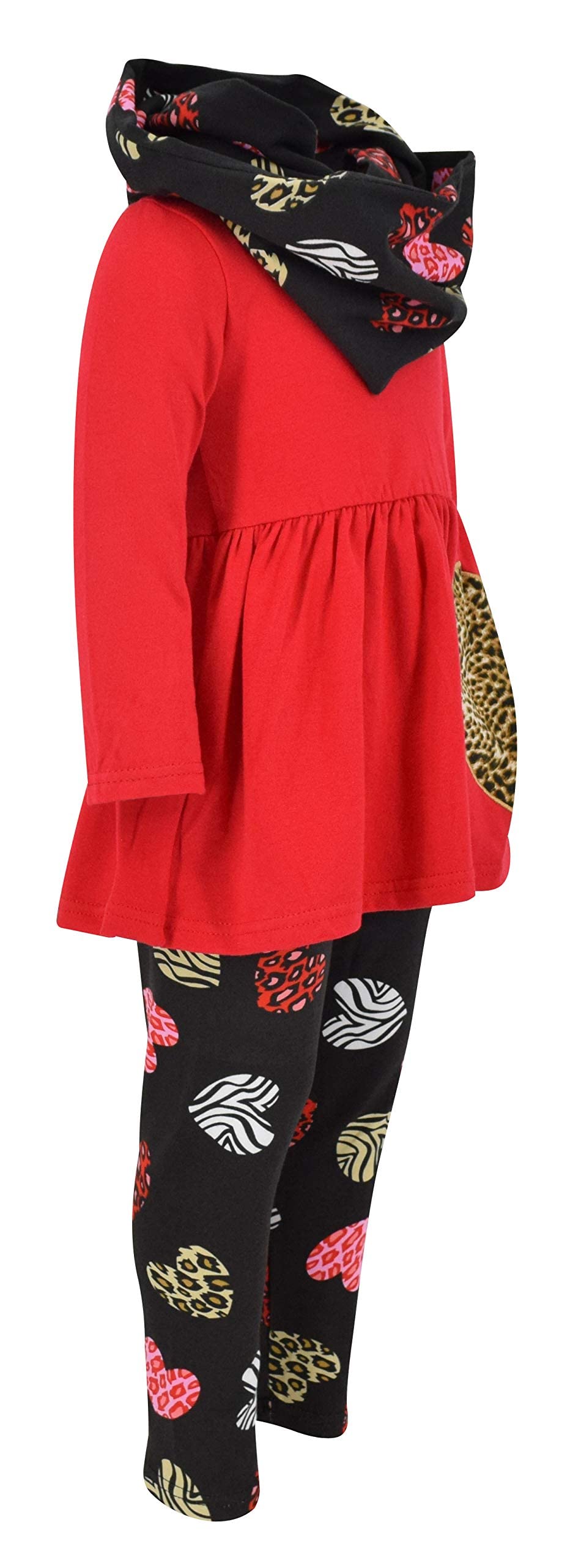 Unique Baby Girls Valentines Day Toddler Animal Print Hearts Legging Set Outfit (7 Years, Red)