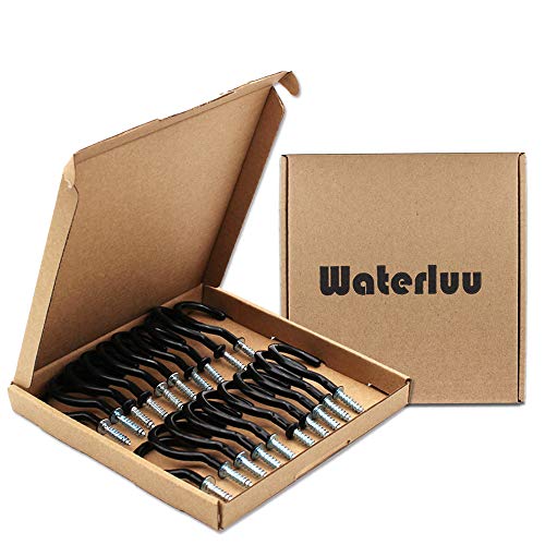 WaterLuu 20 Pack 2.9 Inch Heavy Duty Ceiling Hooks Plant Hooks Vinyl Coated Screw-in Wall Hooks, Kitchen Hooks, Cup Hooks Great for Indoor & Outdoor Use(20 Black
