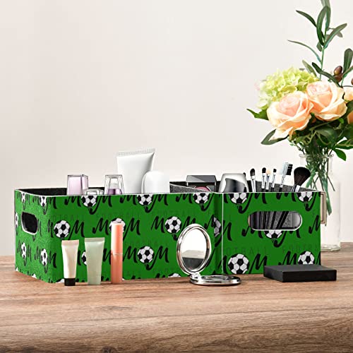 Football Mom Sign Storage Basket Felt Storage Bin Collapsible Felt Storage Cloth Baskets Containers Organizer for Kids Bedroom Magazine
