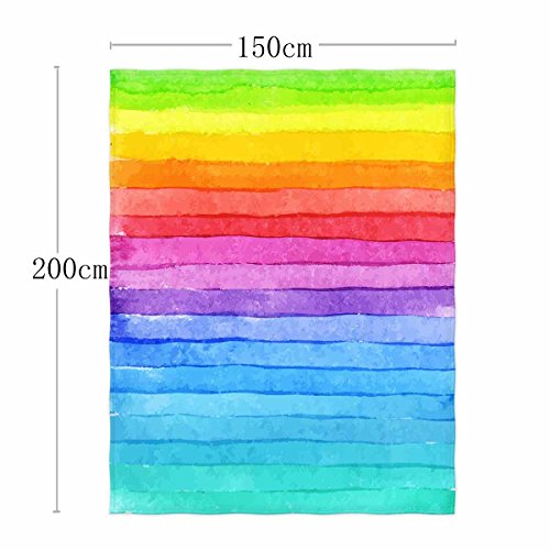 QH 58 x 80 Inch Painted Rainbow Pattern Super Soft Throw Blanket for Bed Couch Sofa Lightweight Travelling Camping Throw Size for Kids Adults All Season