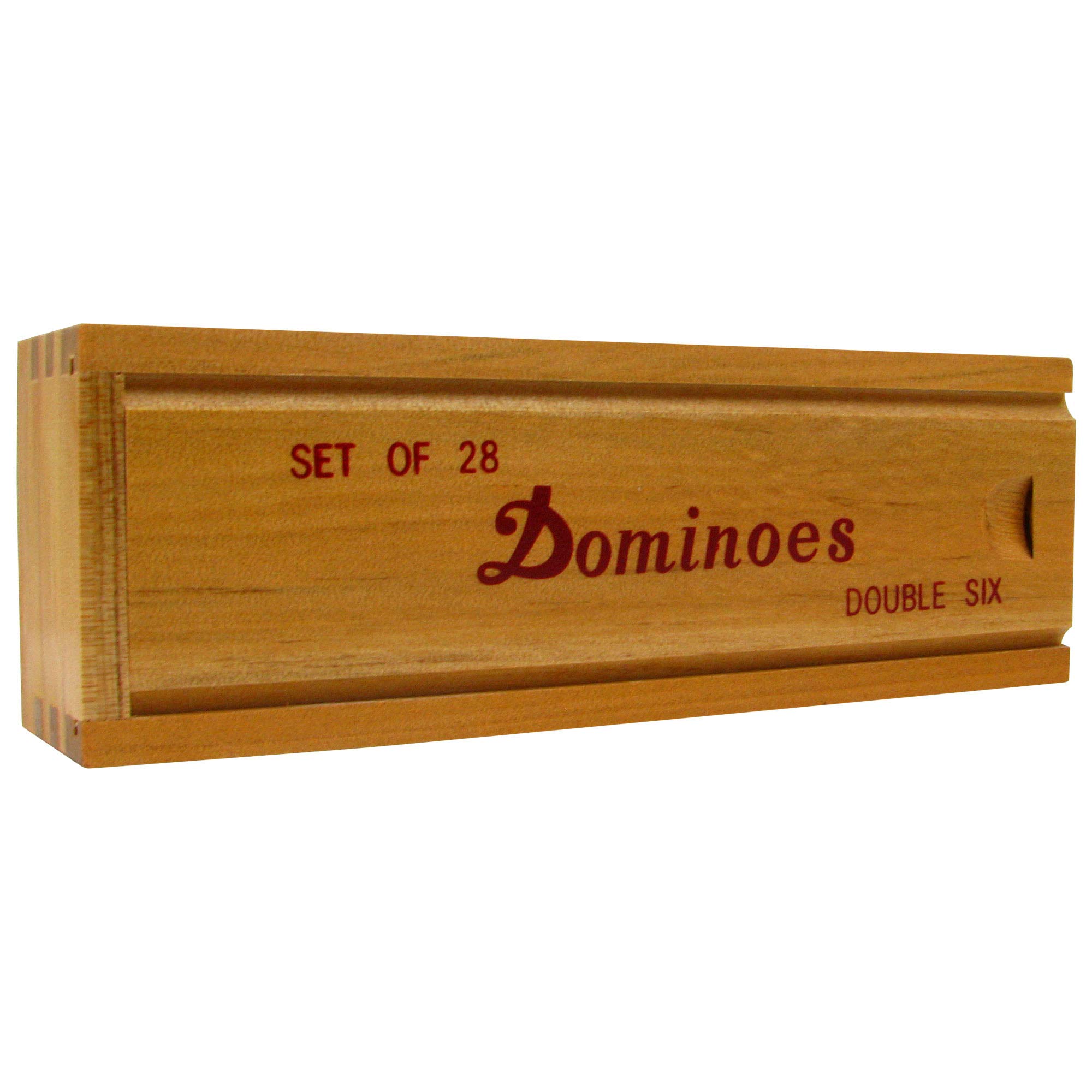 Dominoes Set- 28 Piece Double-Six Ivory Domino Tiles Set, Classic Numbers Table Game with Wooden Carrying/Storage Case by Hey! Play! (2-4 Players) , Brown